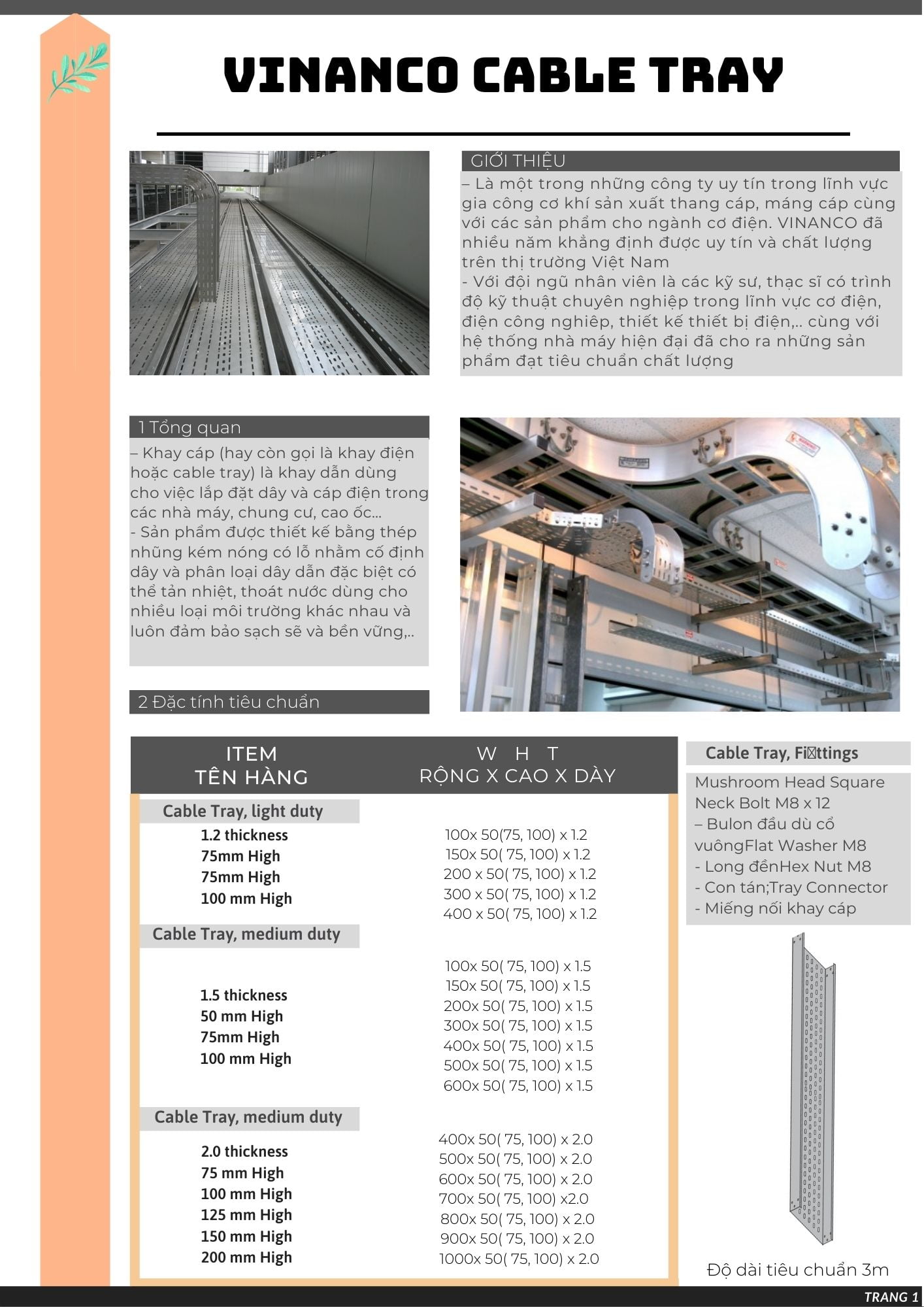 Khay cáp (cable tray) và phụ kiện - VINANCO GROUP